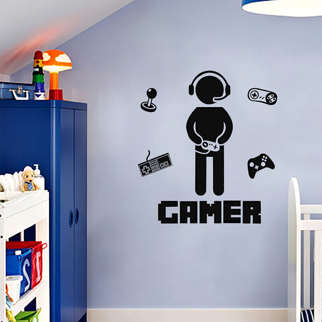 HINGSONG Gamer Controller Wall Decals DIY Vinyl Game Boy with Controller Joystick Wall Stickers for Boys Bedroom Living Room Playroom Decor