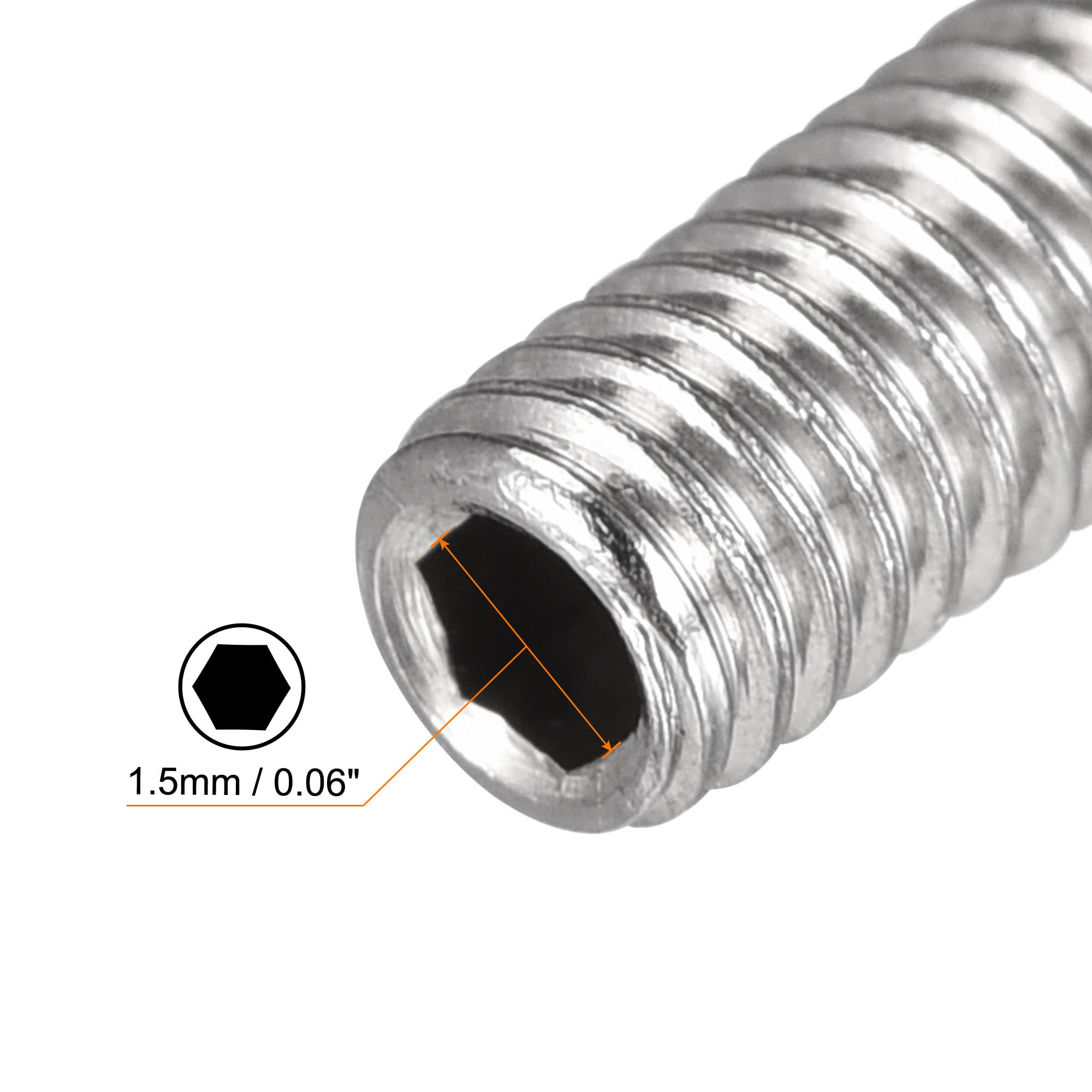 uxcell Ball Point Set Screws, M3 x 6mm 304 Stainless Steel Metric Spring Hex Socket Screw 20pcs