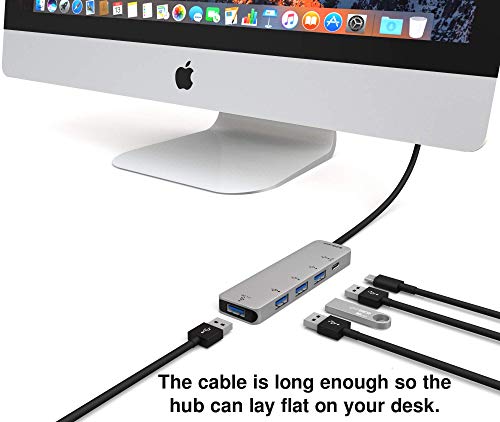 EZQuest USB C Hub 5 in 1 with 4 USB A 3.0 Ports (1 with BC 1.2), 1 USB C PD 3.0 with FRS - Compatible with USB C Laptops and Devices