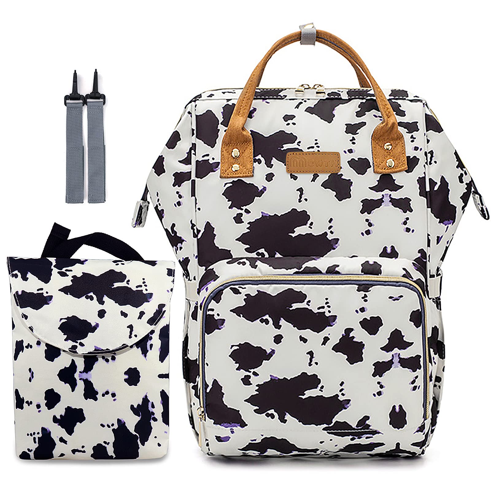 Cow Print Diaper Bag Backpack Set for Baby Girls Mom, Large Capacity Multi-Function Nappy Bags Organizer