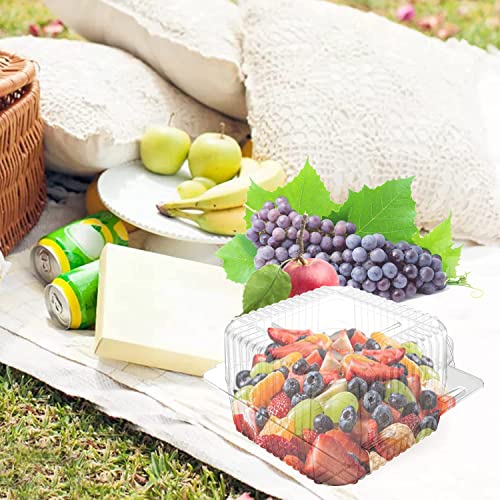 200 Pcs Clear Plastic Hinged Take Out Containers Disposable Clamshell Food Cake Containers with Lids 5.3 x 4.7 x 2.8 inch for Dessert, Cakes, Cookies, Salads, Pasta, Sandwiches