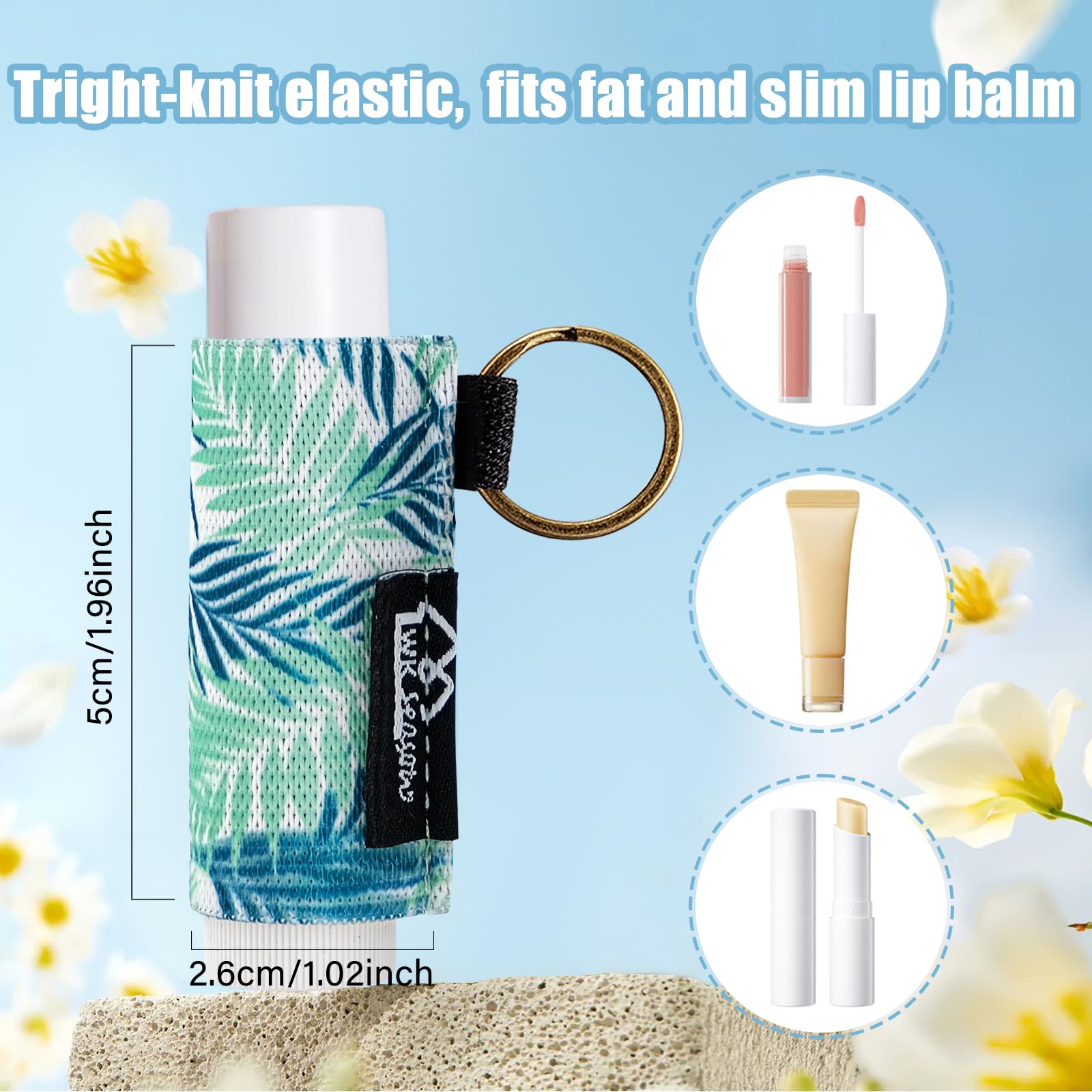 WK IEASON - Lip Balm Holder Keychain Clip On Lipstick Sleeve Chapstick Sleeve Holder Keychain (Leox3)