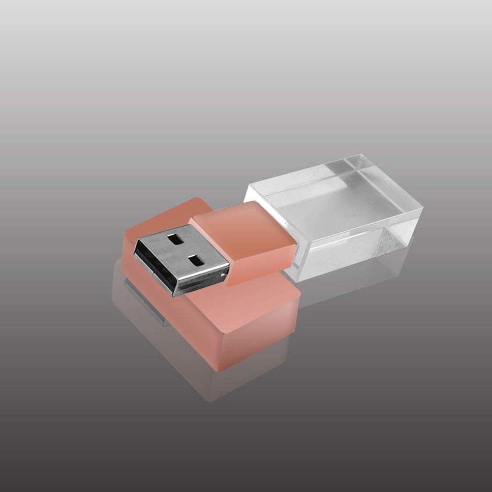 16GB USB 2.0 Flash Drive,Glass Crystal Shape LED Light Pen Drive Memory Stick Thumb Drive Waterproof Pendrive Flash Disk for Gifts for Girl Boy Adults Kids(Rose Gold)