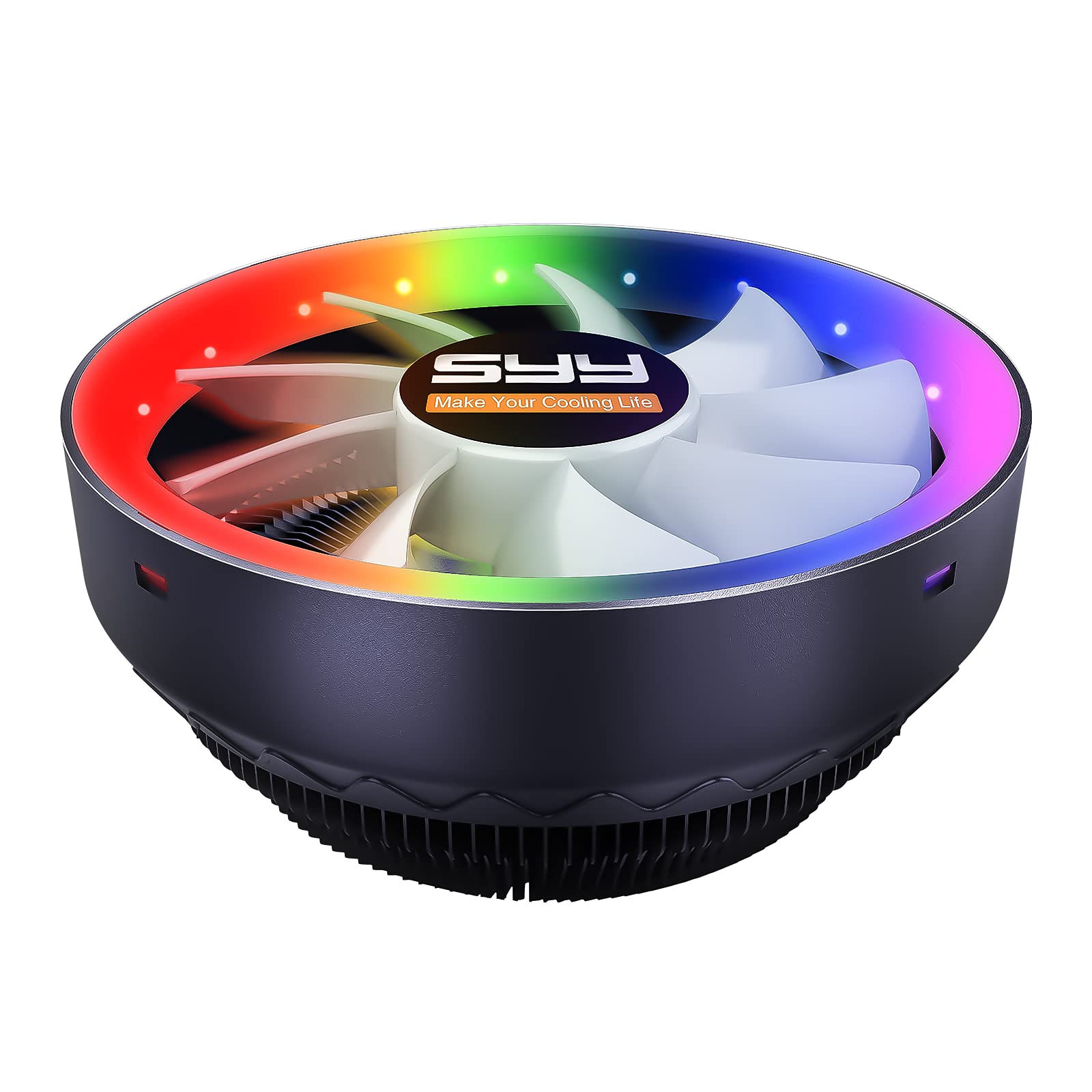 CPU Cooler, SYY 120MM RGB CPU Fan with 16.8 Million Colors 15 Addressable LED, Hydraulic Bearing, Quiet PC Cooler for Intel AMD Universal Socket