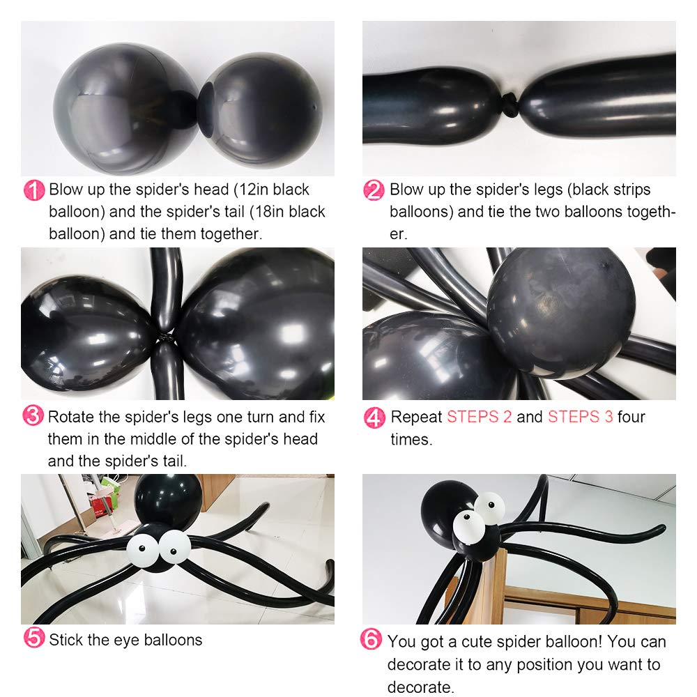 129pcs Halloween Balloon Arch Garland Kit DIY Big Spiders Balloons Black Orange White Latex Balloons Tie Tools Adhesive Dots Halloween Party Supplies