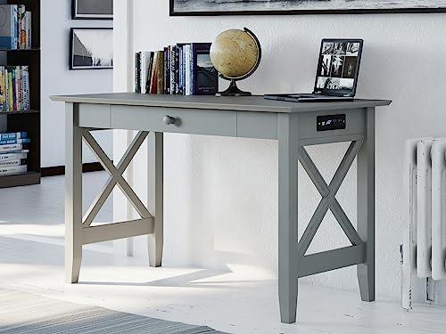 AFI Lexi Desk with Drawer and Charger Grey
