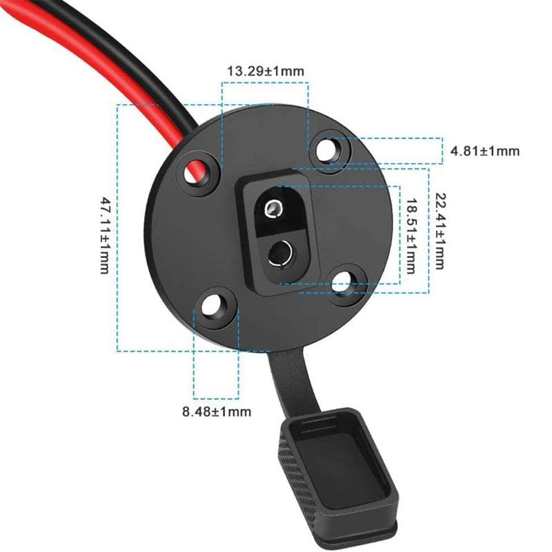 12AWG SAE Cable Connector, Solar Weatherproof SAE Quick Connect Solar Panel Mount, SAE Power Socket Sidewall Port,Universal Flush-Mountable Connector for Battery Charger 30cm(2PCS)