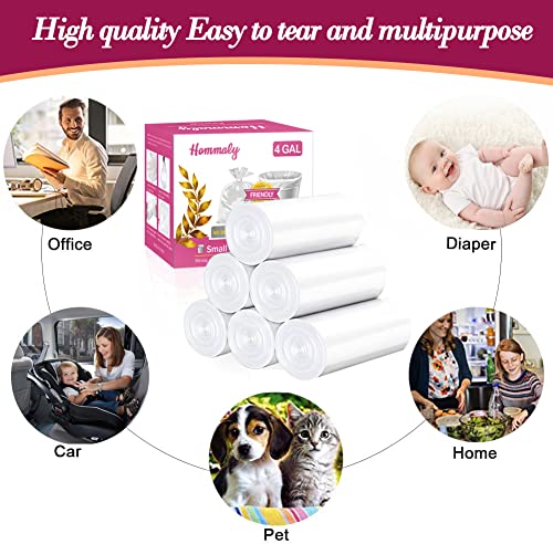 4 Gallon 180pcs Small Clear Trash Bags Strong Clear Garbage Bags, Bathroom Trash Can Bin Liners, Plastic Bags for Office, Waste Basket Liner, Fit 12-15 Liter, 3,3.5,4,4.5 Gal（Clear 180）