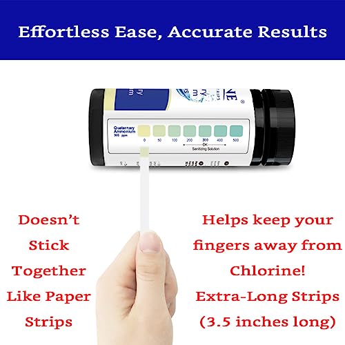 200 Strips - Quaternary Sanitizer Test Strips Food Service 0-500 ppm (QAC, Multi Quat) - Quaternary Test Strips - Quat Test Strips for Food Service - Quat Sanitizer Strips - Quaternary Ammonium Test