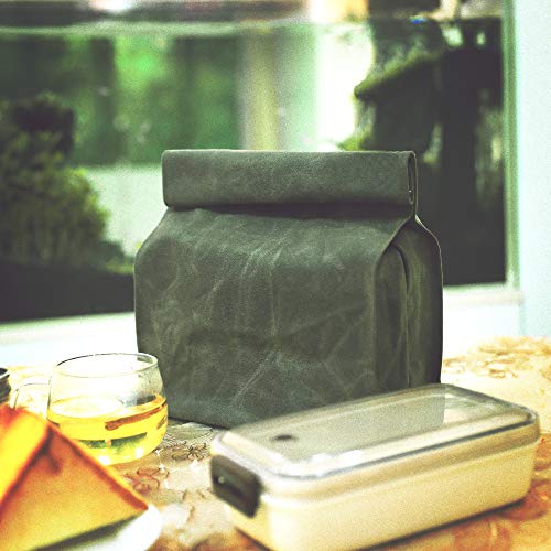 Kaaltisy Waxed Canvas Lunch Bags Work Lunch Box Eco-friendly Reusable Lunch Bag with Hook and Loop Closure, Green, Soft Handfeel