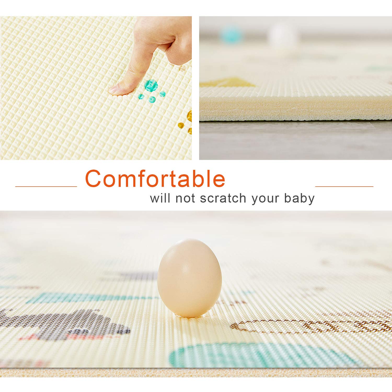 Angelbliss Play Mats for Babies - Haute Collection - Play Mat for Infants – Non-Toxic Baby Rug – Cushioned Baby Mat Waterproof Playmat – Reversible Double-Sided Kindergarten Mat (Medium - Blue)