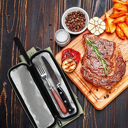 CM Reusable Portable Travel Tableware Carrying Bag Storage Case Cutlery Flatware Organziers for Straw Spoon Fork Chopsticks Utensil Holder (Marble White Pattern)