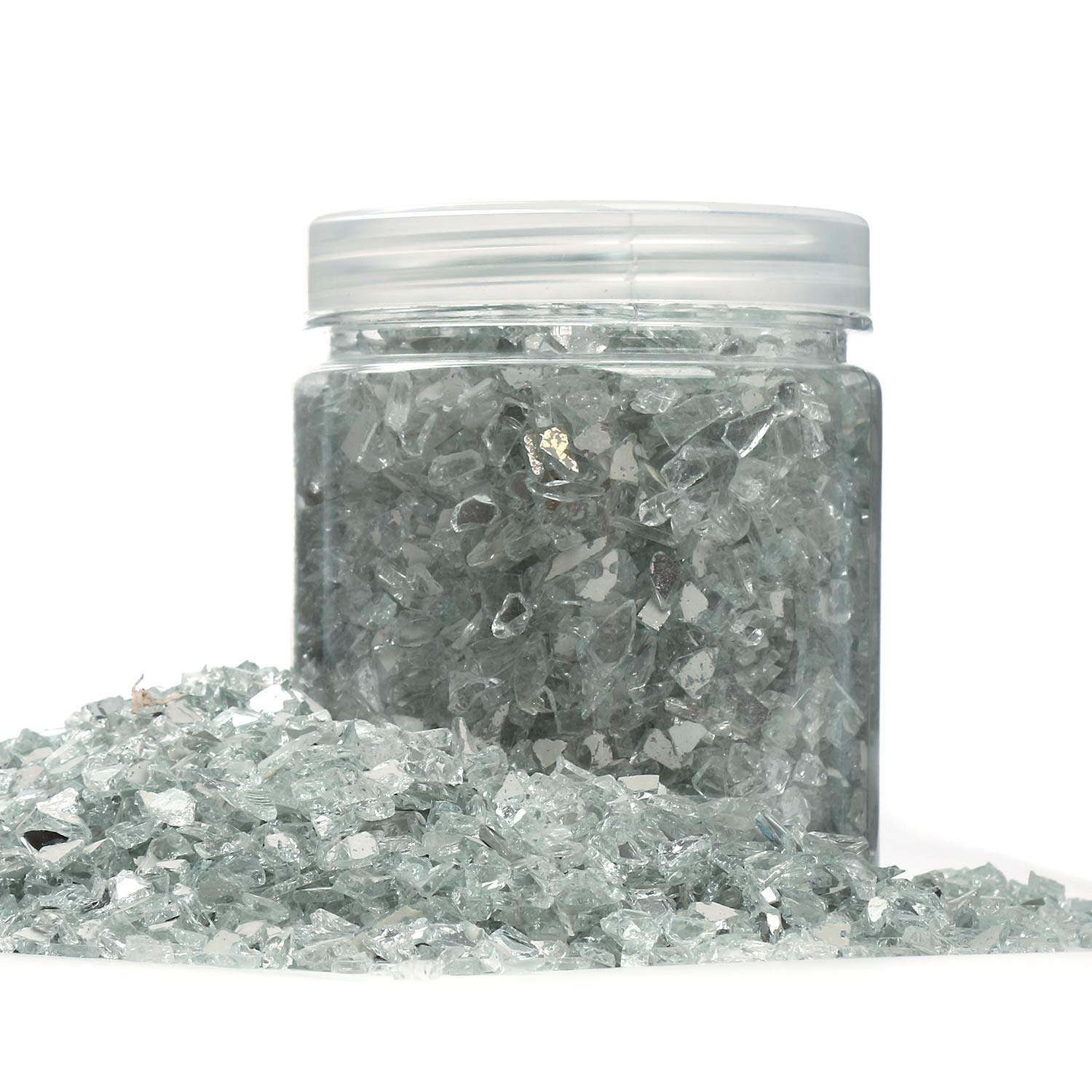 Alan Stone High Luster Reflective Fire Glass Gravel,Fire Gems,Fire Drops,Fire Glass Pebbles Stones Beads Chips for Fire Pit Fish Tank Aquarium Garden,3-6mm 305g/0.67lb (Mirror)