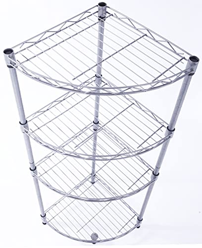 be current 4-Shelf Steel Wire Corner Shelving Unit, Small Shelf Stand, Adjustable 4 Tier Shelf, Metal Storage Shelves Oraginzer Racks for Kitchen, Bathroom, Laundry, Pantry, Closet, Silver Gray