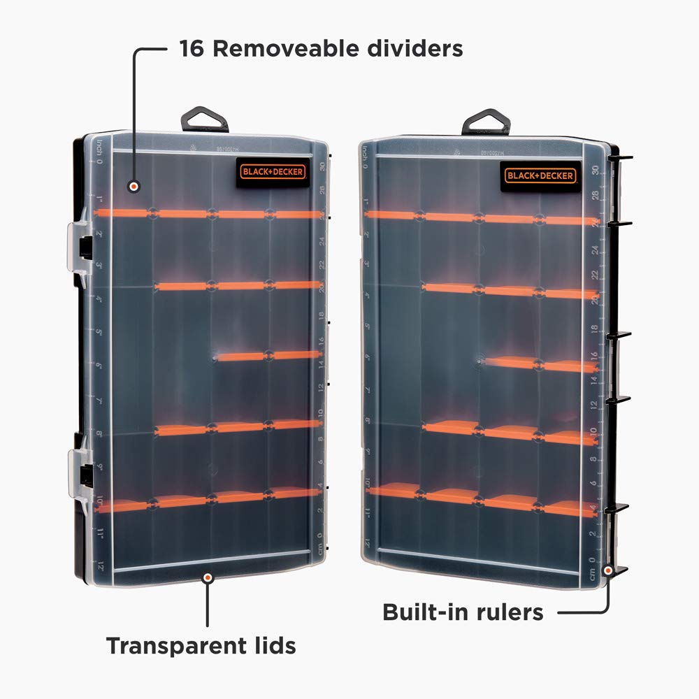 beyond by BLACK+DECKER Drill Bit Set, 14-Piece with Tool Organizer, 22-Compartment, 2-Pack (BDA14BODDAEV & BDST60714AEV)