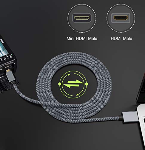 Elebase Mini HDMI to HDMI Cable 10 FT,4K 60Hz Mini HDMI Cord Compatible for DSLR Camera,Camcorder,Graphics Video Card,Laptop,Pico Projector,Raspberry Pi Zero W,Neogeo