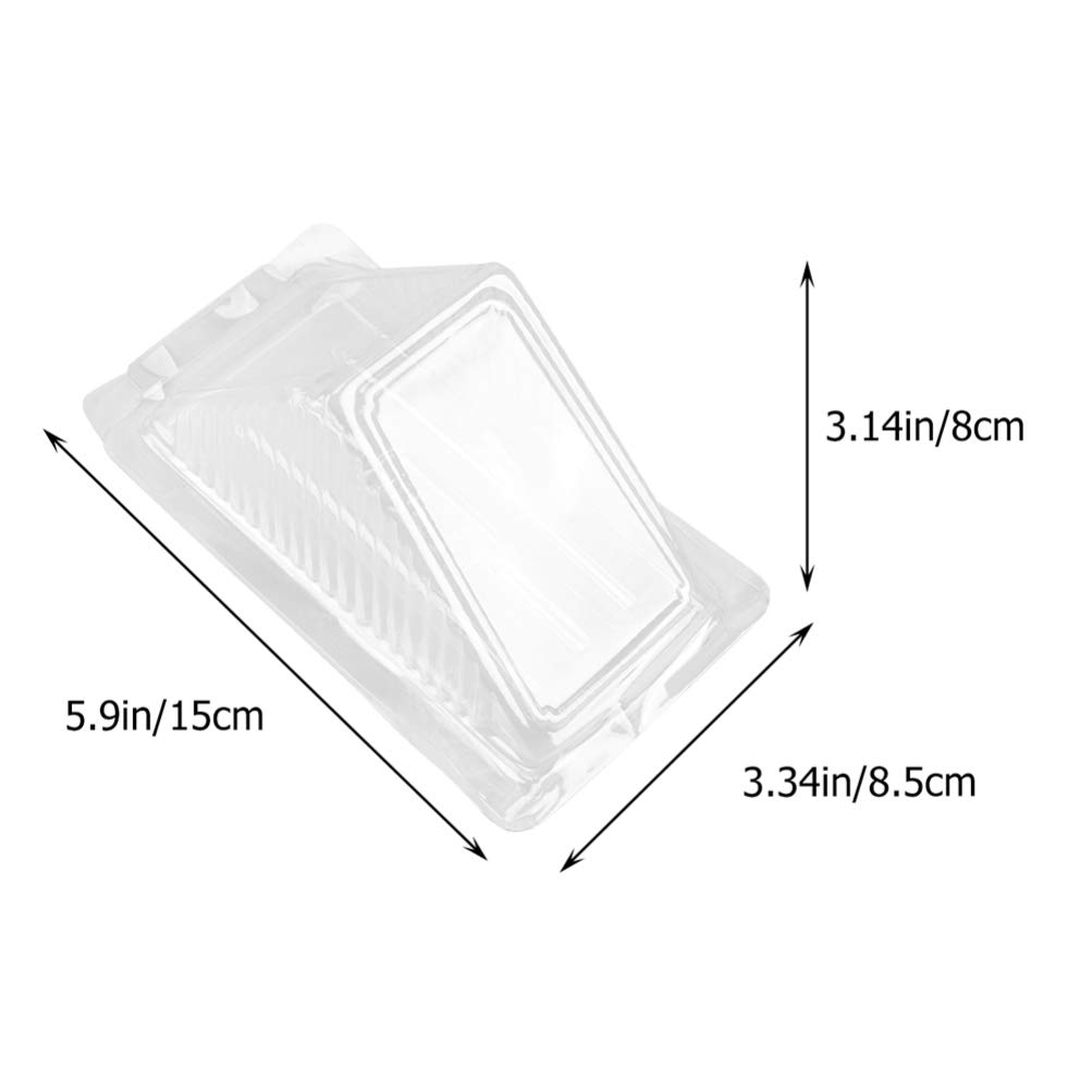 200pcs Plastic Cake Slice Container Clear Plastic Trays with Hinged Lid Sandwich Wedge Container Cheese cake Container Take Out Container Holders for Cake, Cheesecake, Tres Leches, Flan, Desserts