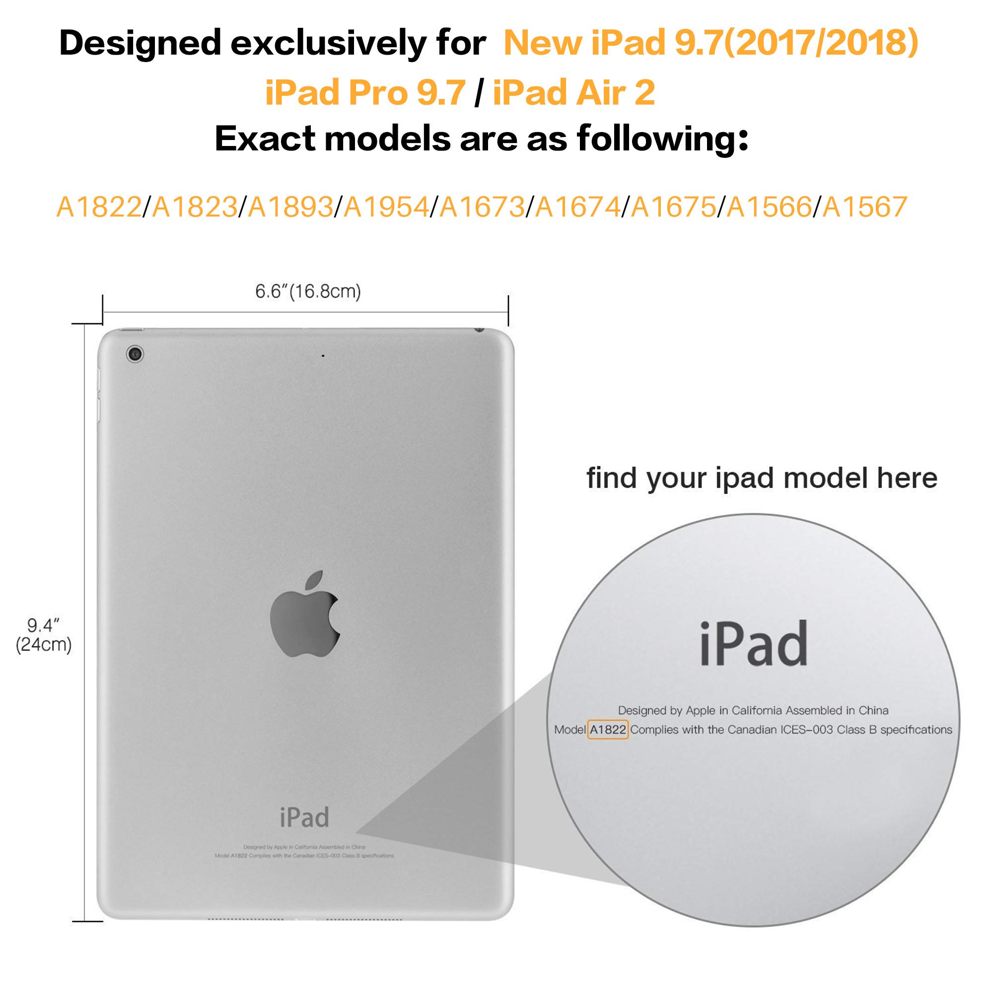 Case 9.7 inch for 2017 iPad 5th Generation Case /2018 iPad 6th Generation Case/ 2016 iPad Pro Case/iPad Air 2 Case, Heavy Duty Shockproof Silicone Protect Case - Ice/Blue