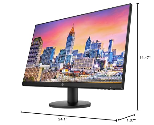 HP P27v G4 27 Inch IPS FHD 1920x1080 Monitor Bundle with HDMI, Low Blue Light, Mini Bluetooth Speaker for Professional Sound, Built-in Mic and Remote Shutter for Photos