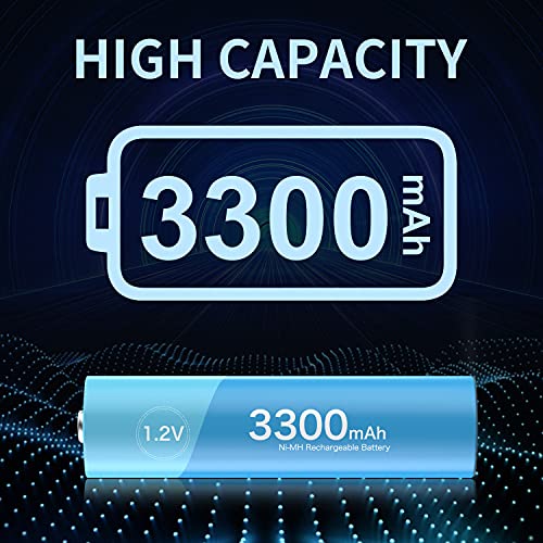 Deleepow Rechargeable AA Batteries 3300mAh Nimh AA Rechargeable Batteries 24-Pack 1.2V 1200 Cycles(Only Battery)