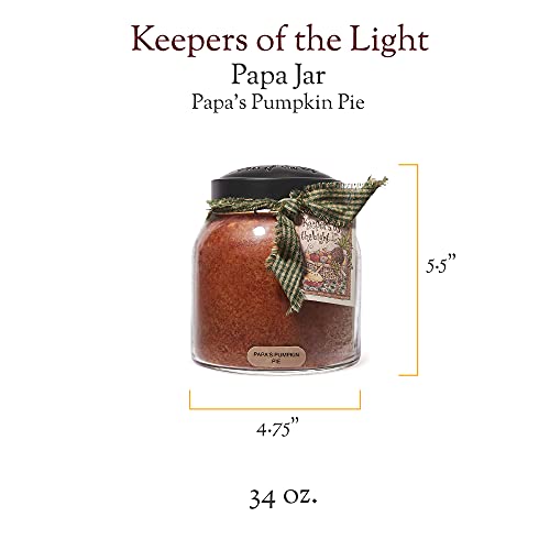 A Cheerful Giver β Papa's Pumpkin Pie - 34oz Papa Scented Candle Jar with Lid - Keepers of the Light - 155 Hours of Burn Time, Gift for Women, Brown