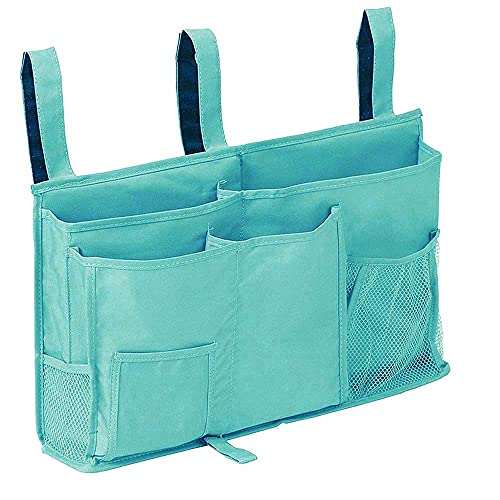 DIFFLIFE Bedside Storage Organizer, 8 Pockets Hanging Storage Bag Organizer Holder,2019 Bedside Caddy for Bunk Dorm Rooms & Hospital Bed Rails(Green) (YUNDA118)