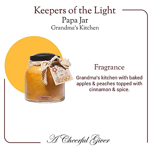 A Cheerful Giver β Grandma's Kitchen - 34oz Papa Scented Candle Jar with Lid - Keepers of the Light - 155 Hours of Burn Time, Gift for Women, Orange