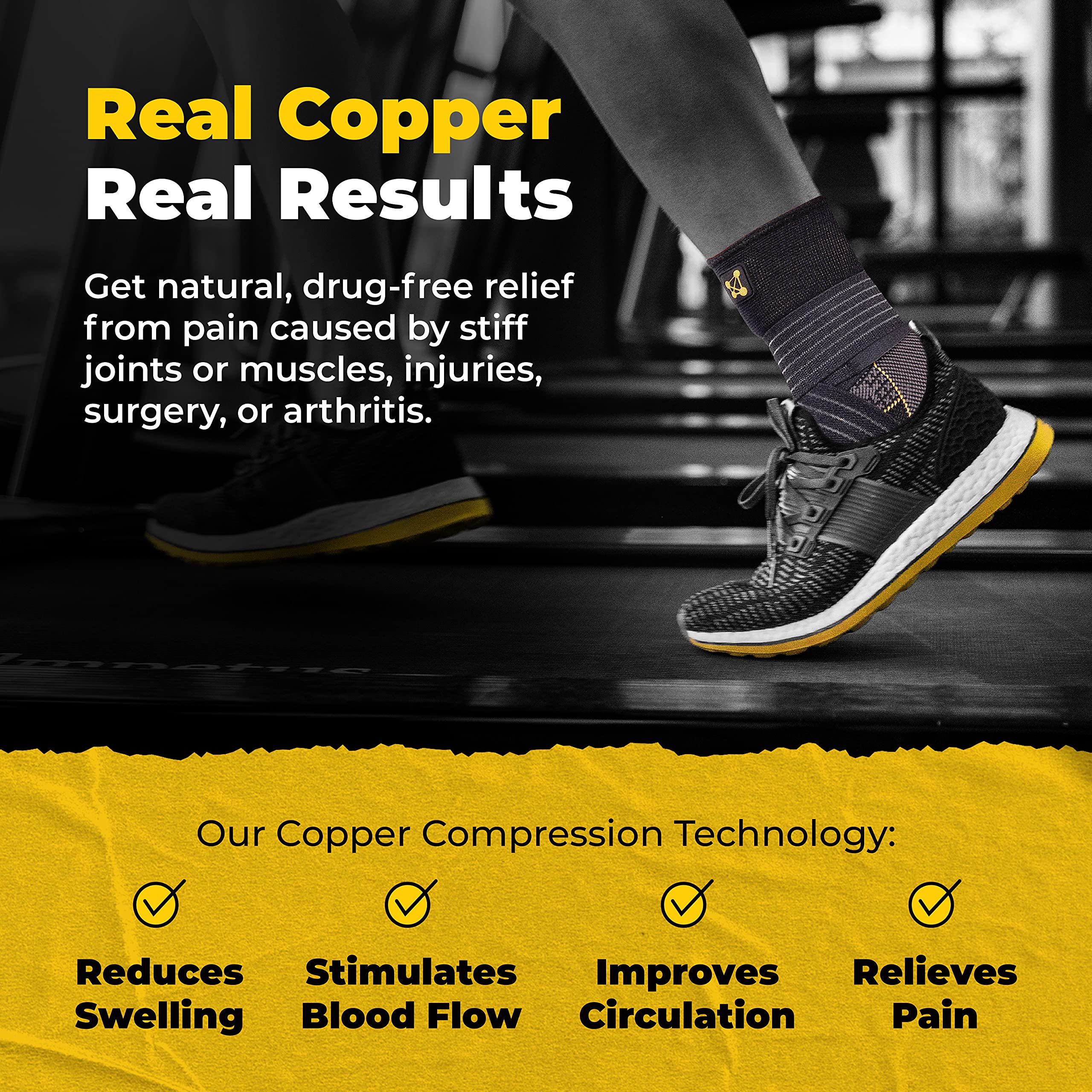 Ankle Brace for Women and Men - Ankle Compression Brace with Adjustable Straps, Ankle Sprain Braces, Arch Support Brace for Sprained Ankle, Achilles Tendon Support Plantar Fasciitis Relief, Medium