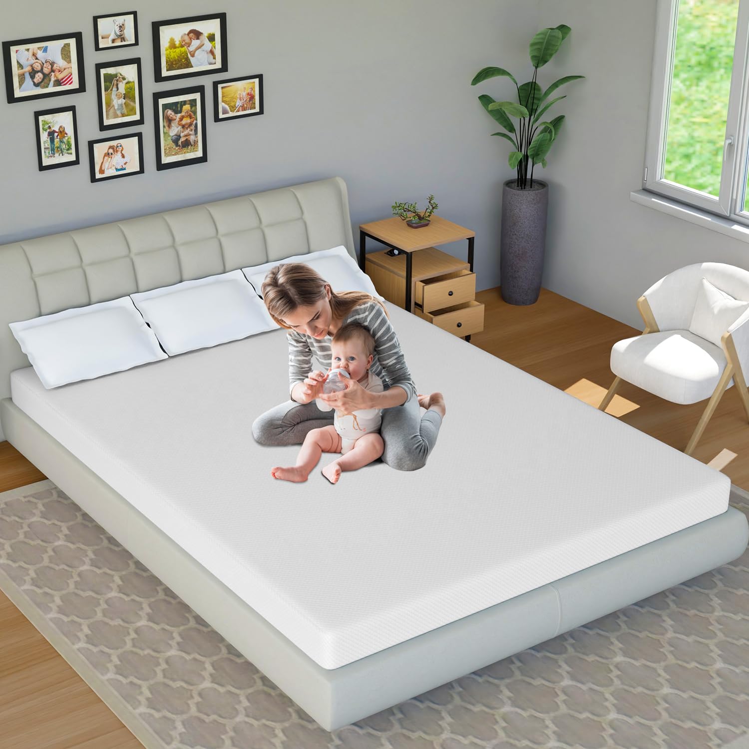 5 Inch Queen Mattress, Gel Memory Foam Queen Size Mattress, Pressure Relieving, Cooling Gel Foam, Queen Mattress in a Box, Certipur-Us Certified, Bed-in-a-Box, Queen, 80"L x 60"W x 5"Th,White