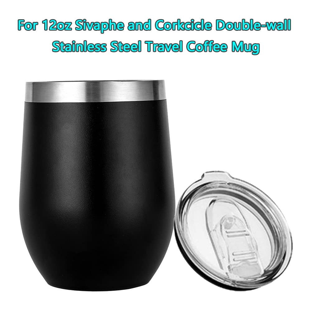 12oz stemless wine tumbler lid replacement (4 Pack),2.9 inch diameter spill proof,for Sivaphe and Corkcicle Double-wall Stainless Steel Travel Coffee Mug