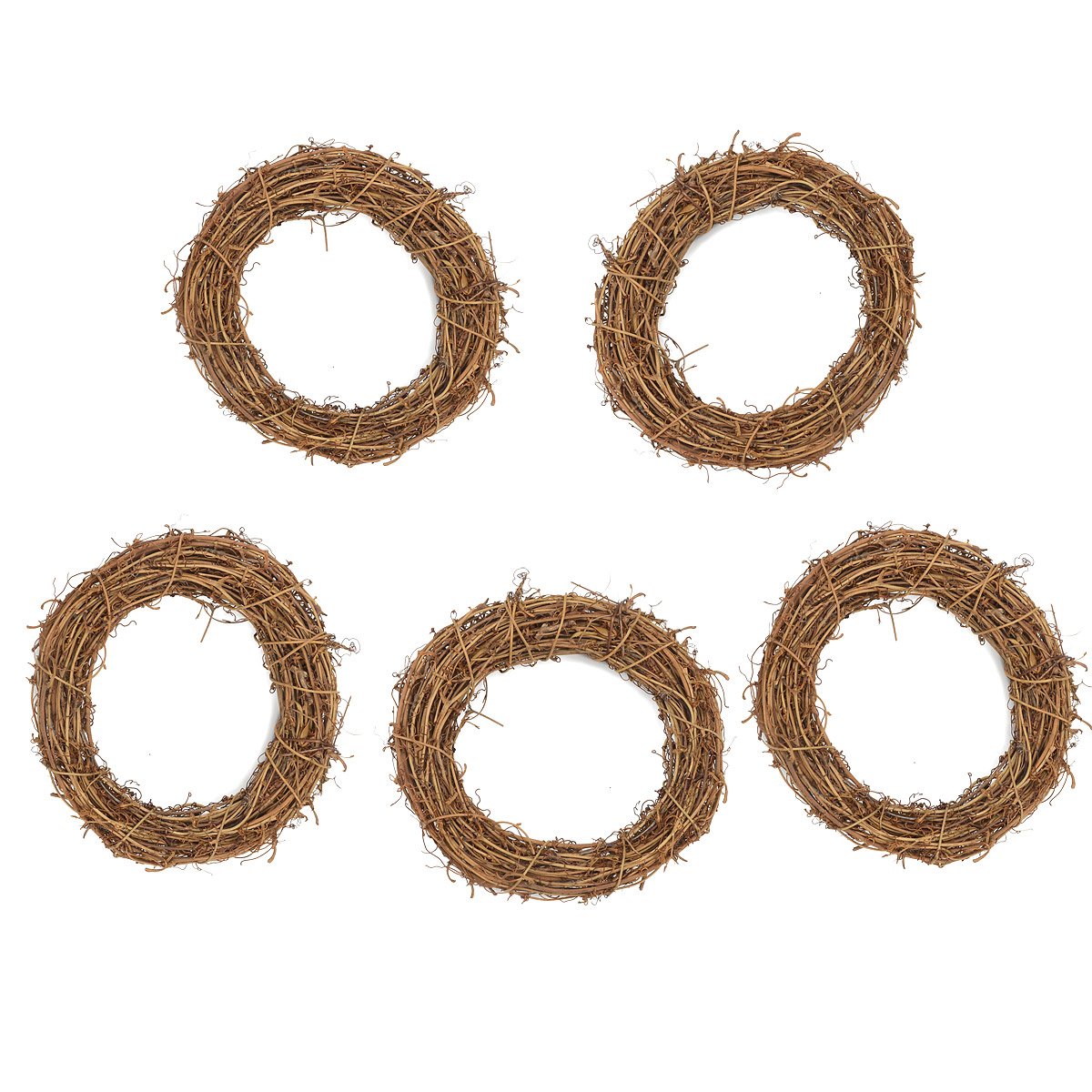 5Pcs Natural Dried 8In Round Rattan Handmade Garland Wreath Xmas Wedding Home Garden Decor