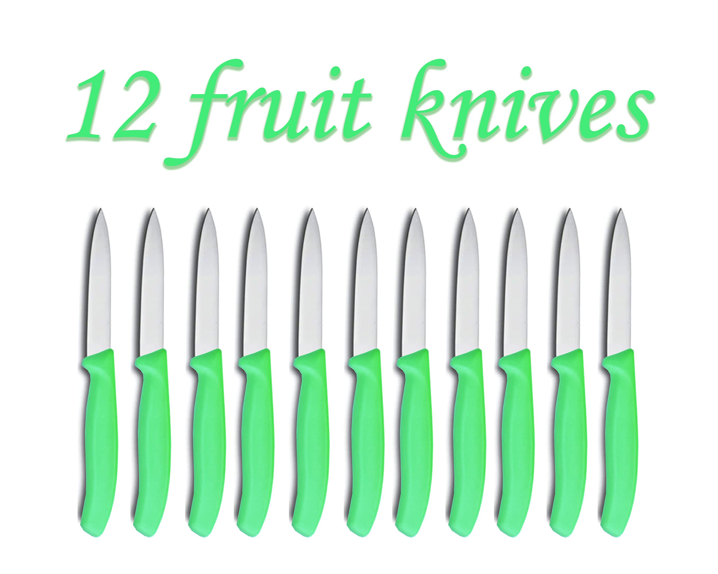 KitchenGear 12 Pcs Fruit Paring Knives - Knife Set of 12 - Small Kitchen Fruit Slicing Peeling Vegetable Tomato Knife 3.2" Inch Utility Small Straight Edge Spear Point - Best Gift Set