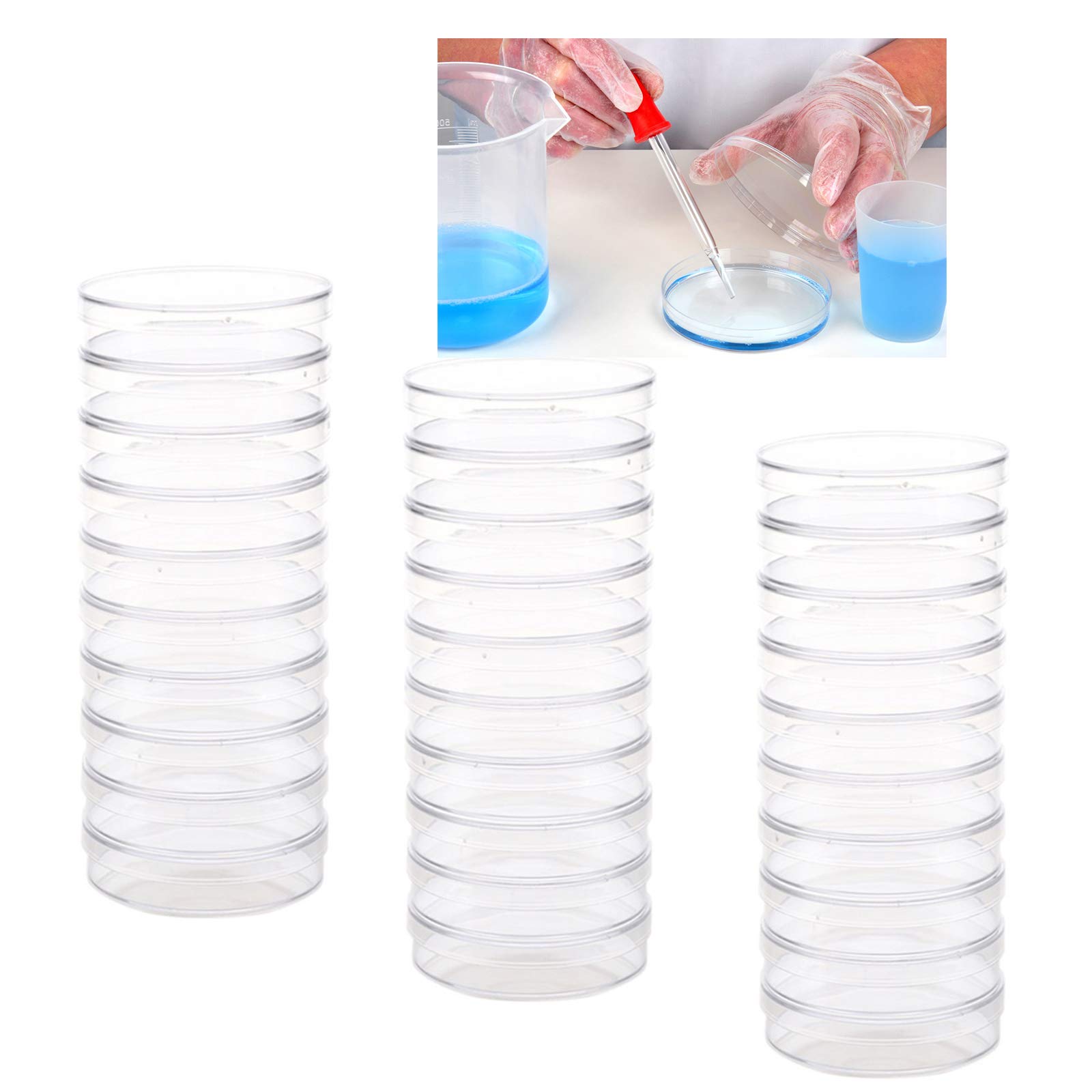 30 Pack Plastic Petri Dishes with Lids,90 x 15mm Bioresearch Sterile Petri Dish,Culture Dishes for School Science Projects,Seeding,Storage,Biological Themed Party