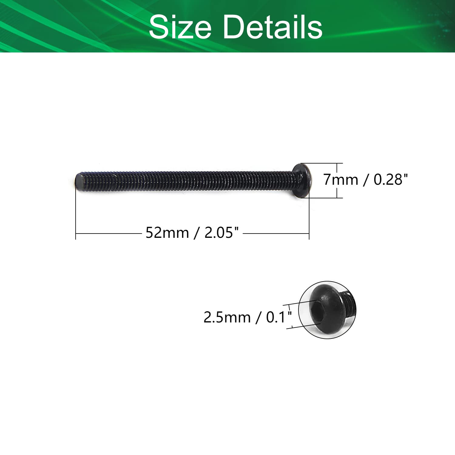 Yinpecly M4x50mm Button Head Socket Cap Screw Carbon Steel Fastener Rustproof Fully Threaded Fitting Hex Drive Cap Bolts Black 20Pcs