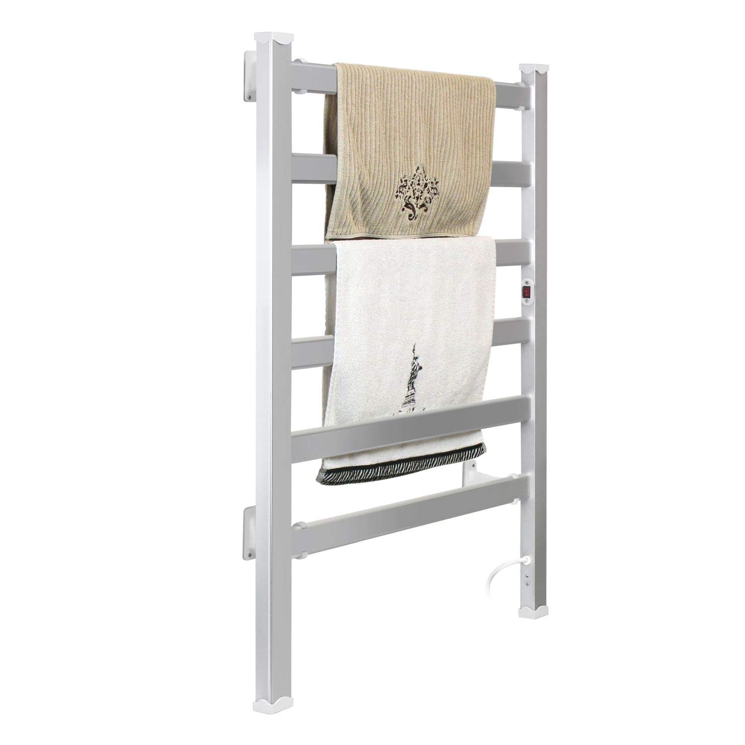 2-in-1 Towel Warmer and Drying Rack, Heated Towel Rack, Free Standing & Wall Mount with 6 Bars & Aluminum Frame for Bathroom (UL Certified)
