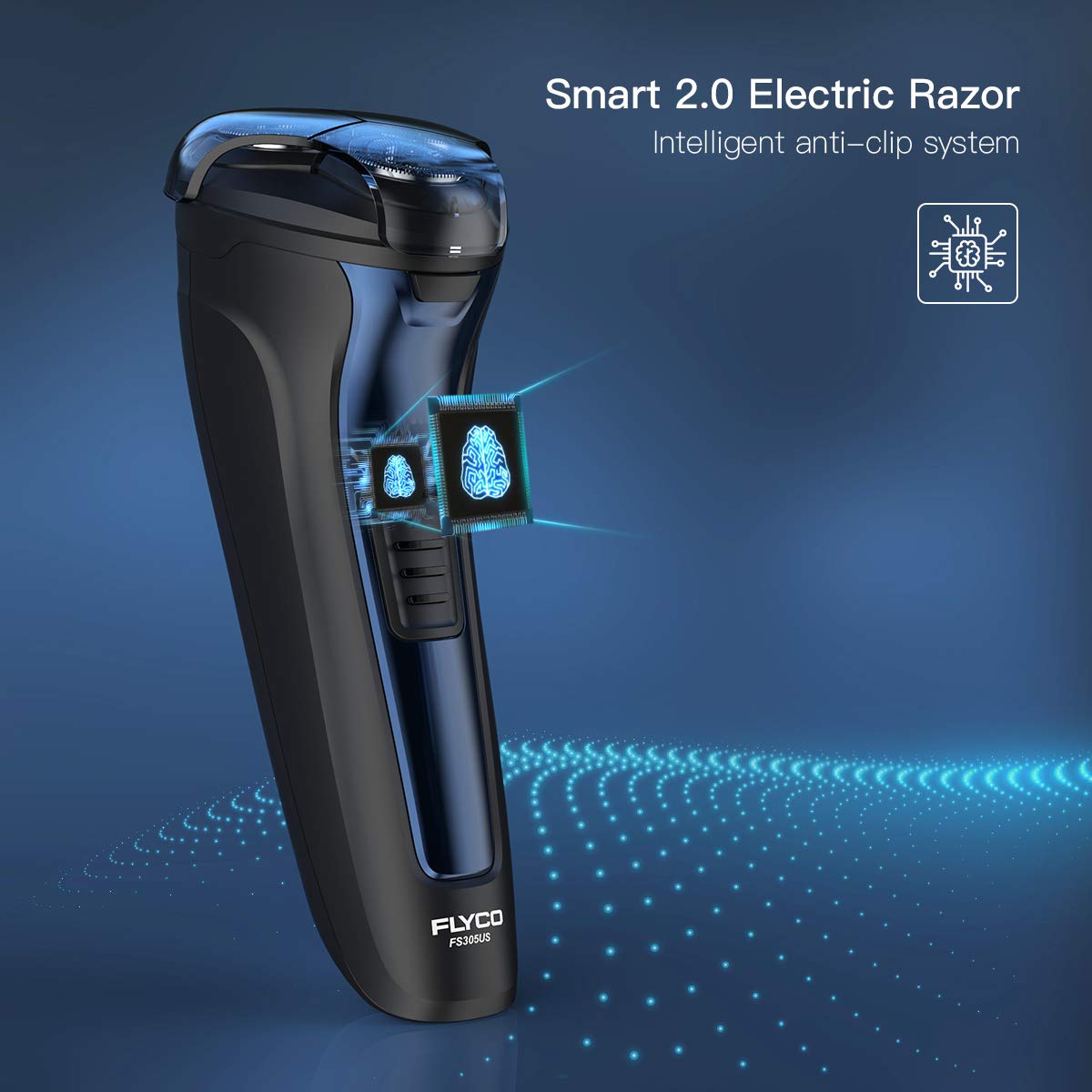 Electric Razor for Men, FLYCO Rechargeable Rotary Shaver, Waterproof IPX7, Wet & Dry Shaving Machines for Men with Pop-up Trimmer
