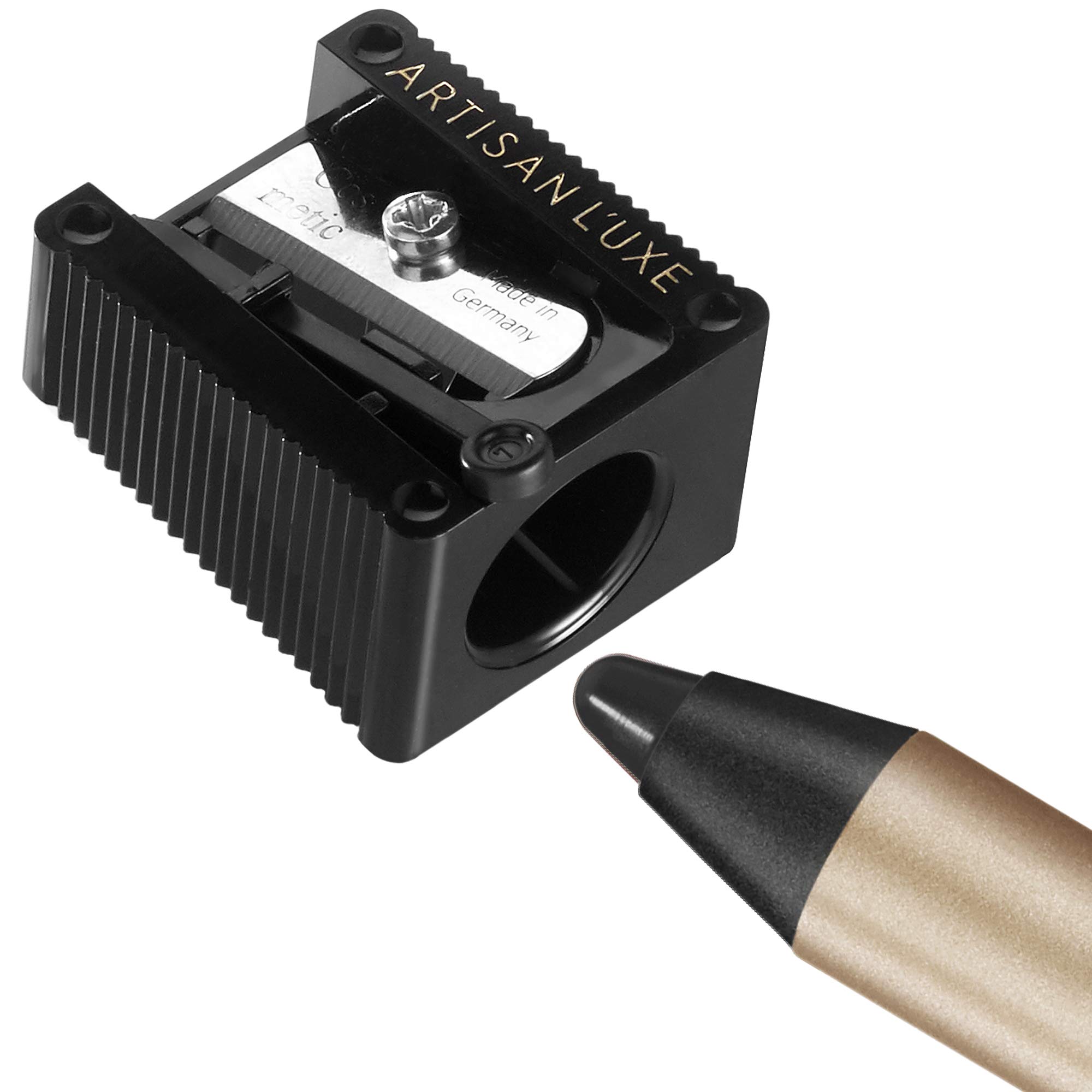 Artisan L'uxe Eye Pencil Sharpener by Artisan L’uxe Beauty | Manual Eyeliner Sharpener | Professional Quality | Sue Devitt | Precision Blade | Single Hole