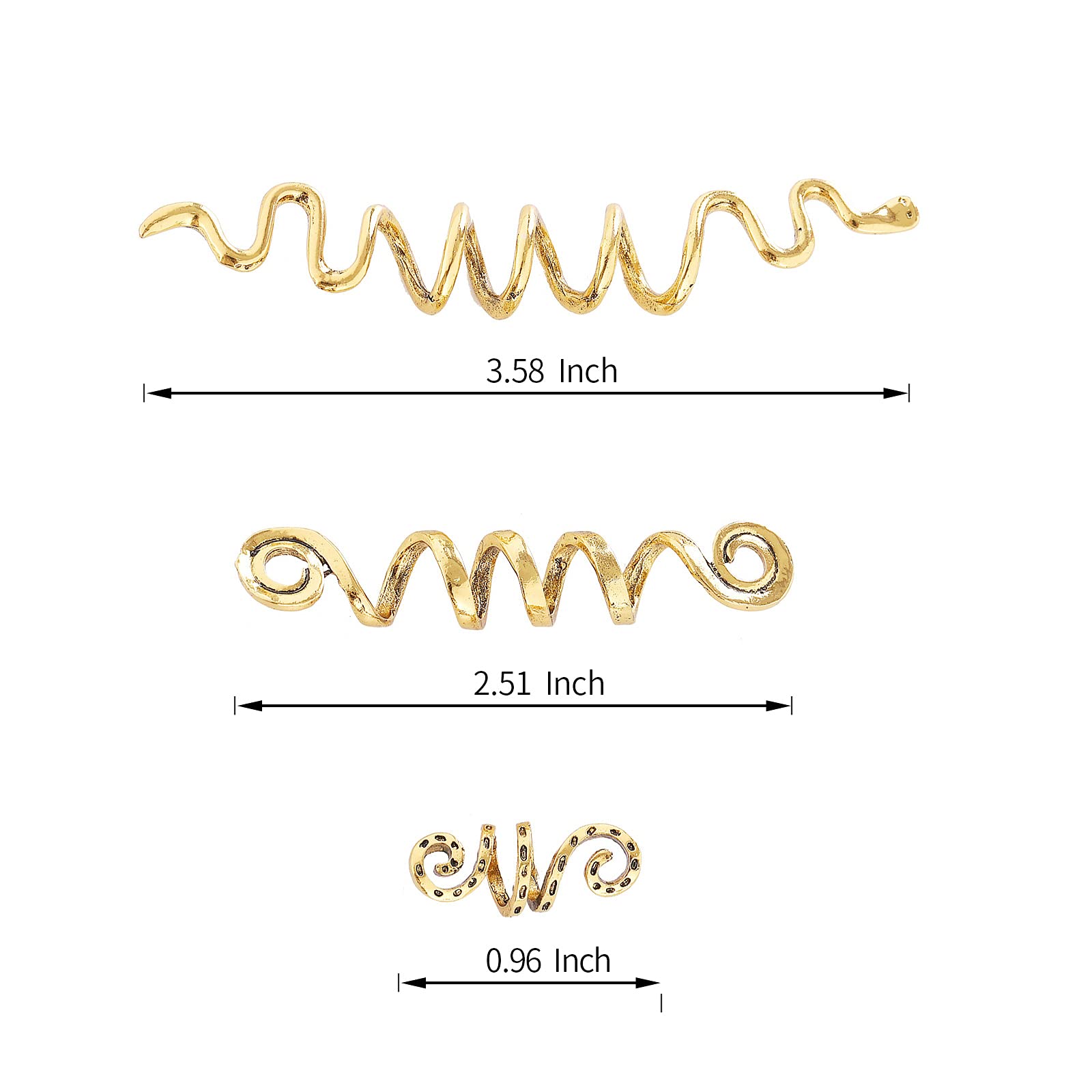 FRDTLUTHW Gold Snake Hair Jewelry for Braids, Halloween Hair Decoration, Dreadlock Accessories for Women(pack of 6)
