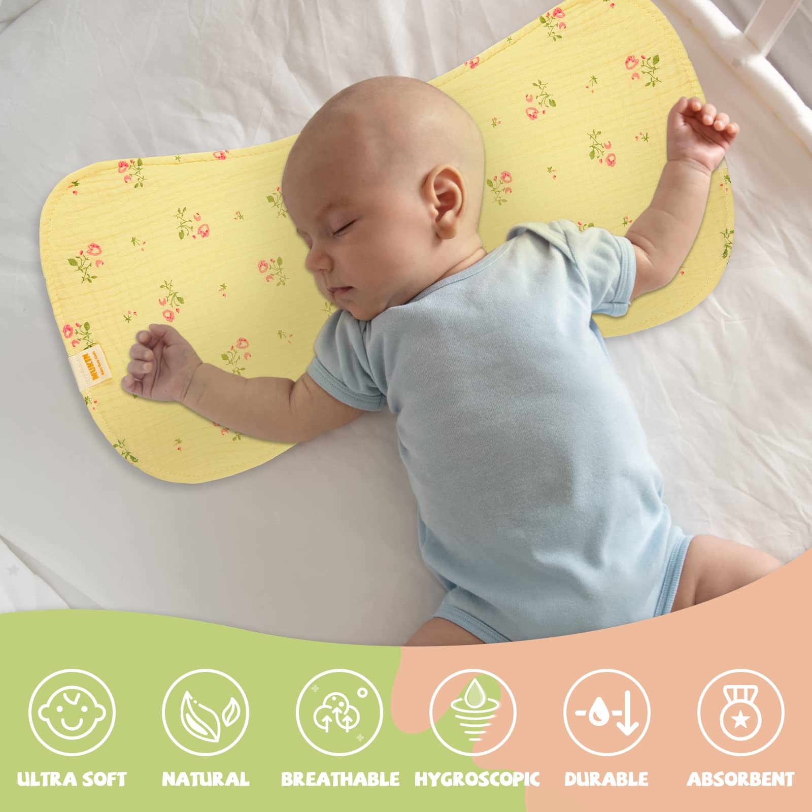 MUKIN Baby Burp Cloths Perfect for Newborn Burping Cloths/Burp Bibs 4 Pack Burping Rags for Boys and Girls