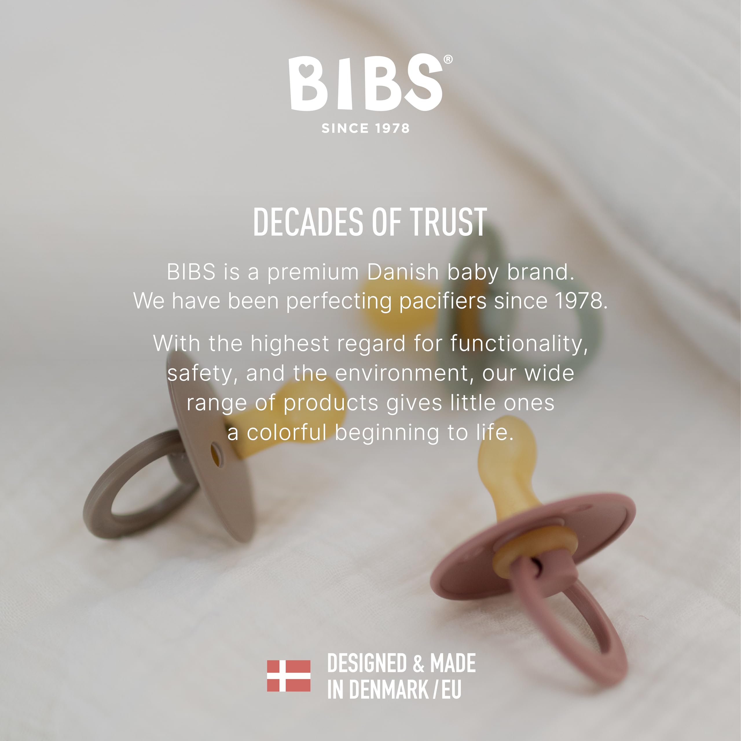 BIBS Pacifiers Colour Collection | Natural Rubber Baby Pacifier | Set of 2 BPA-Free Soothers | Made in Denmark | 6+ Months (Pack of 2) | Coral/Ruby