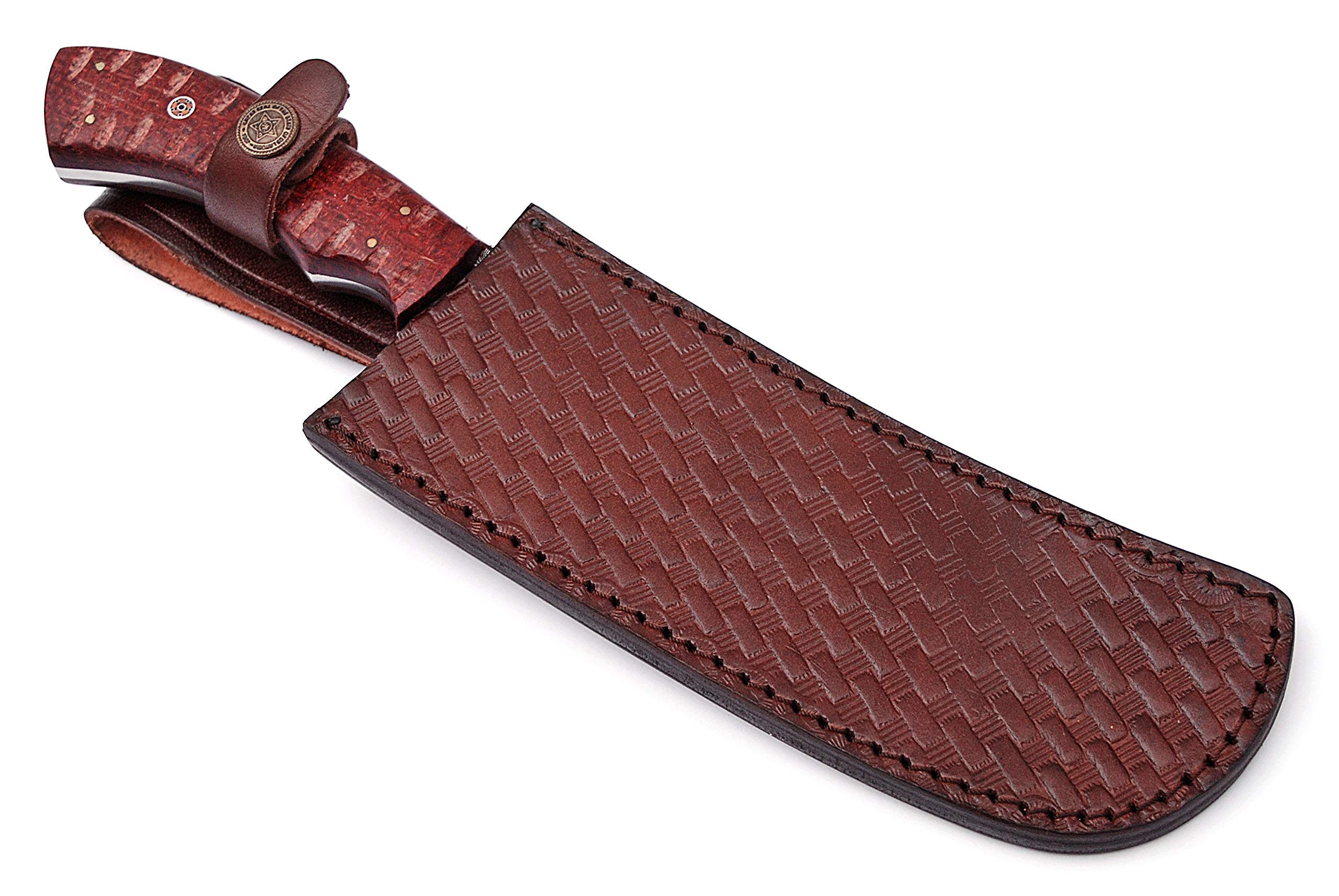 Damascus Steel Meat Cleaver Knife, Chef Knife, Butcher Knife - Multipurpose Sharp Knife, Kitchen Knife For Meat, Vegetable Cleaver & Damascus Cleaver Knife with Micarta Handle & Knife Sheath