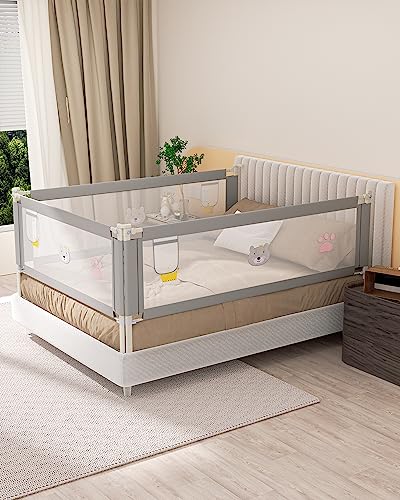 Athradies Bed Rails for Toddlers, 3 PCS Extra Long Toddler Bed Rails for Kids, Height Adjustable Baby Bed Rail Guard, Bed Rails for Full Size Bed