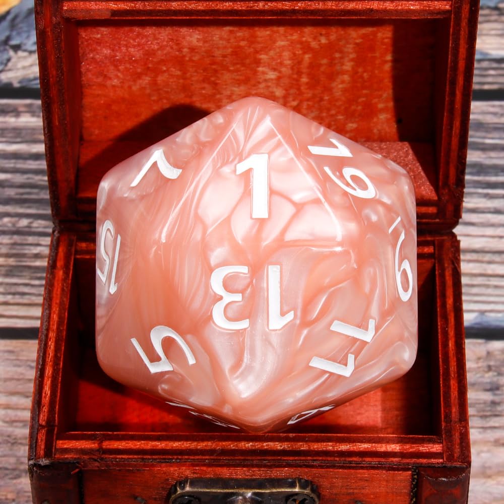 20 Sided DND Dice,D20 Giant Polyhedral Dice,55mm Titan Large Pearl Color D20 Dice,20 Sided Cube D&D Dice Set for Dungeons and Dragons, RPG, MTG Table Games(Black-Pearl Series)