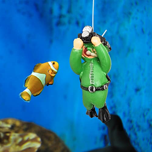 4 Pack Floating Fish Tank Decorations,Cute Little Diver Aquarium Decoration Cartoon Fish Playmate with Floating Device Fish Tank Accessories