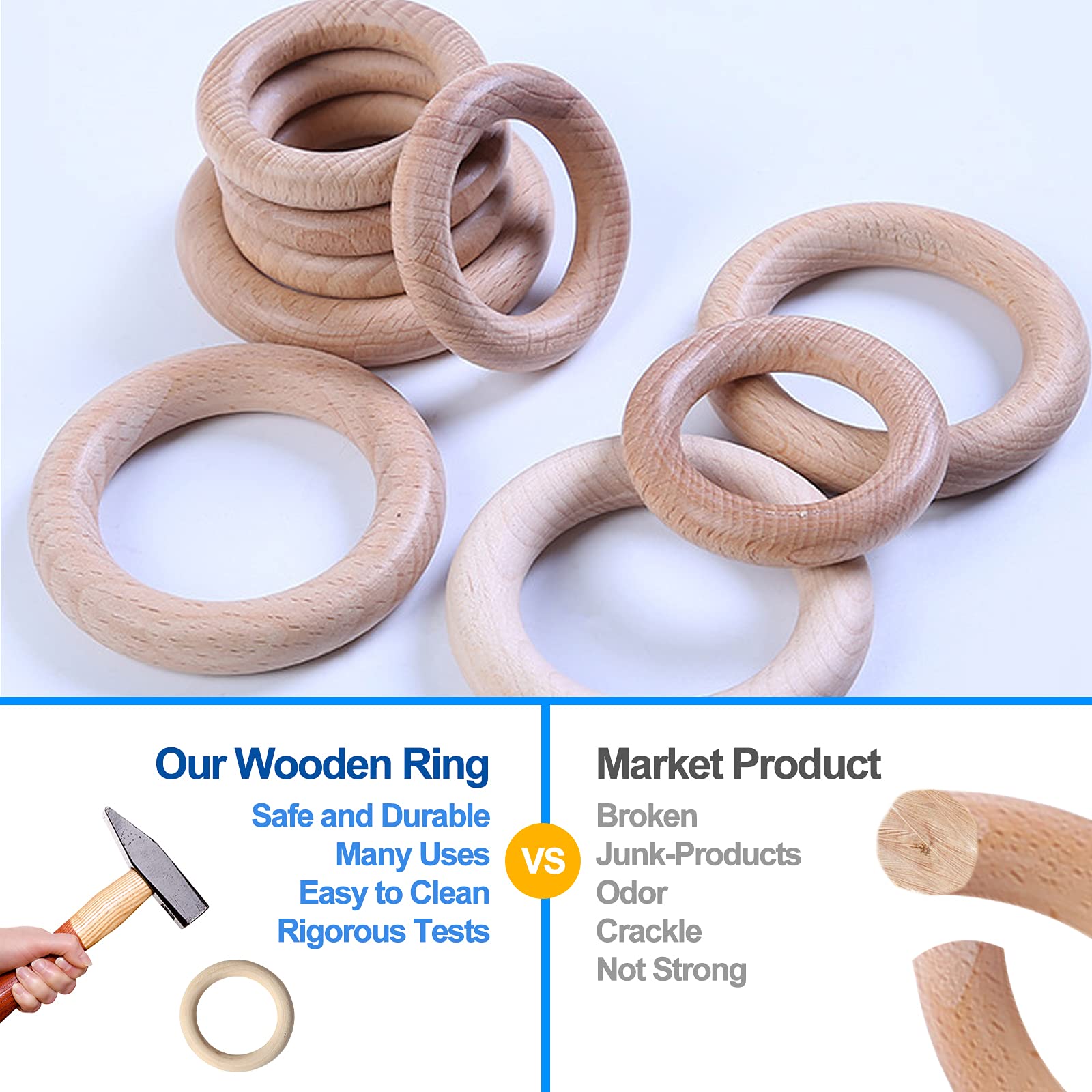 Arudyo Baby Teething Toys Silicone Teethers BPA Free Silicone Rudder with Wooden Ring Soothe Babies Gums (Gray)