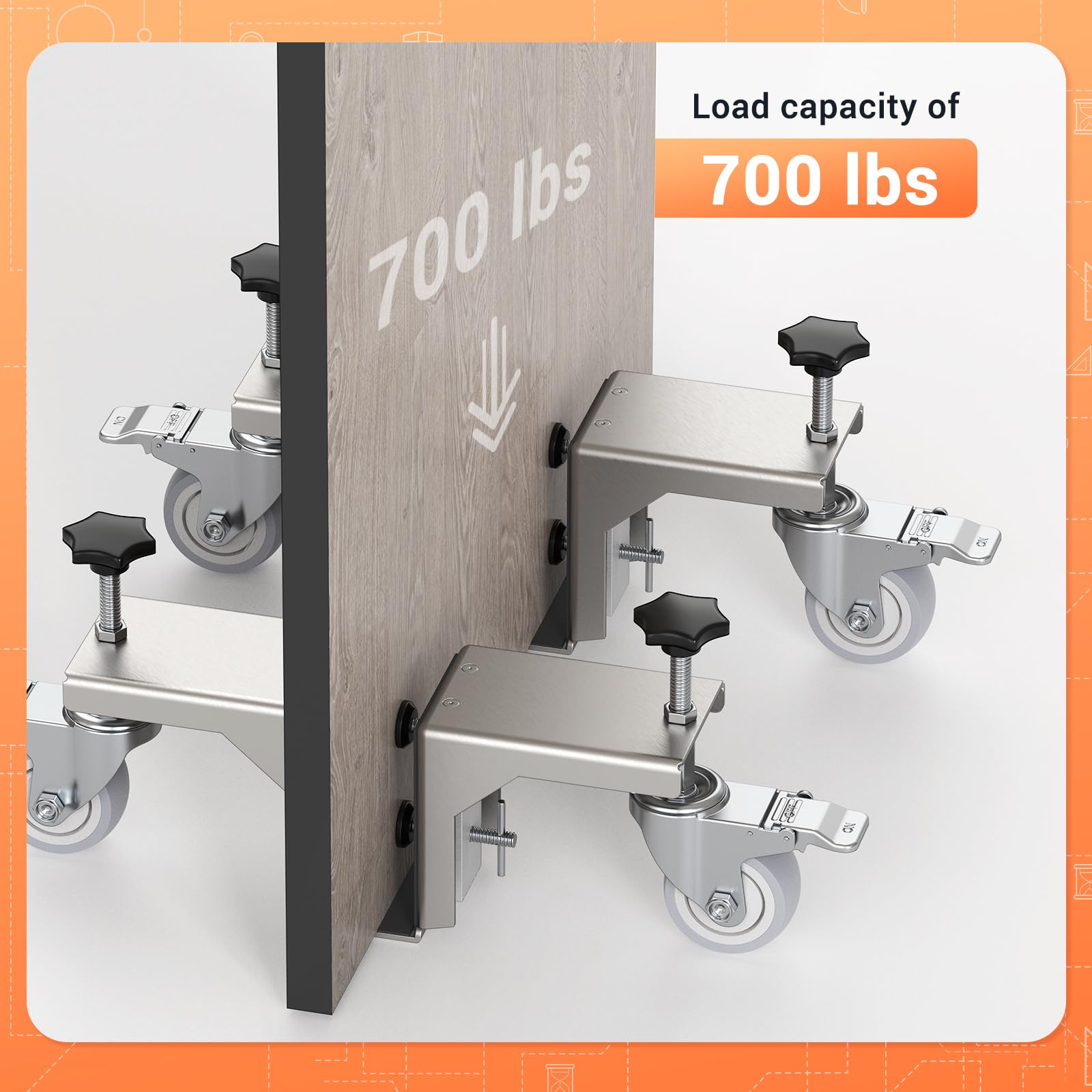 2 Pcs Door Installation Dolly, Heavy Panel Transportation and Installation Helper Jig for 1-1/16" and 2-9/16" Front Doors, Slab, Pre-Hung, Barn Doors up to 700 Lbs, Door Board Lifter Cart
