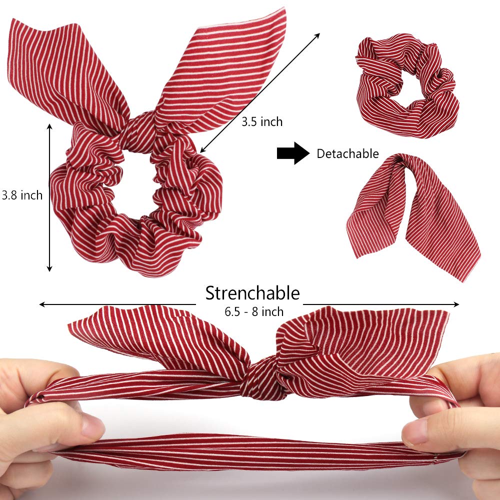AOPRIE Chiffon Hair Bunny Ear Scrunchies with Bow - 20Pcs Elegant Hair Elastics, Ponytail Holders & Soft Hair Bands