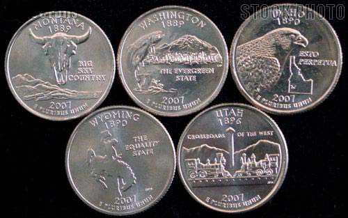 2007 D Complete Set of 5 State Quarters Uncirculated