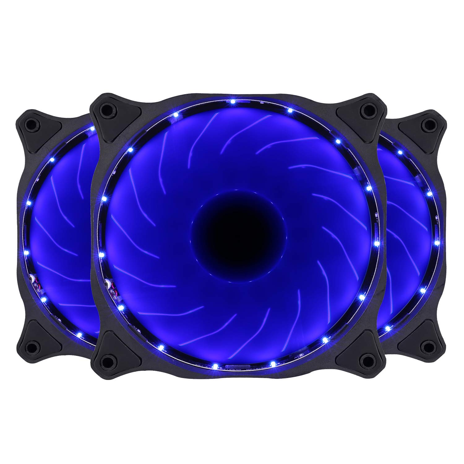 120mm Computer PC Blue LED Case Fan Quiet 12V 3pin Gaming PC Computer Cooler Case Fan 3-Pack