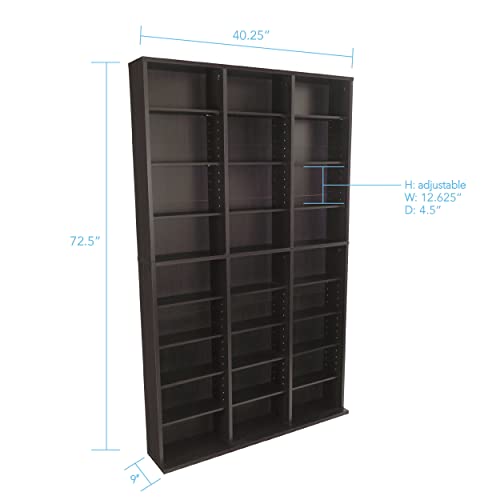 Atlantic Oskar 1080 Media Storage Cabinet – Protects & Organizes Prized Music, Movie, Video Games or Memorabilia Collections, PN 38435714 in Espresso